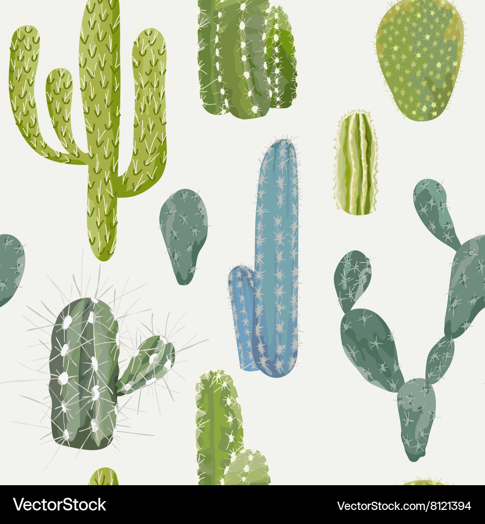 Cactus Seamless Pattern Royalty Free Vector Image