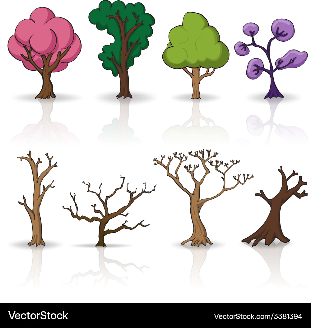 Cartoon trees set Royalty Free Vector Image - VectorStock