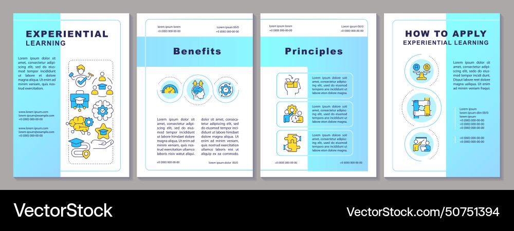 Experiential learning blue brochure template Vector Image