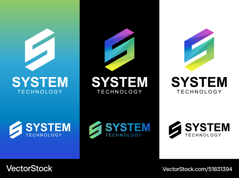 Modern color letter s with system technology logo Vector Image