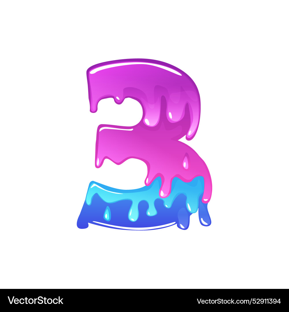 Slime cartoon number 3 figure three Royalty Free Vector