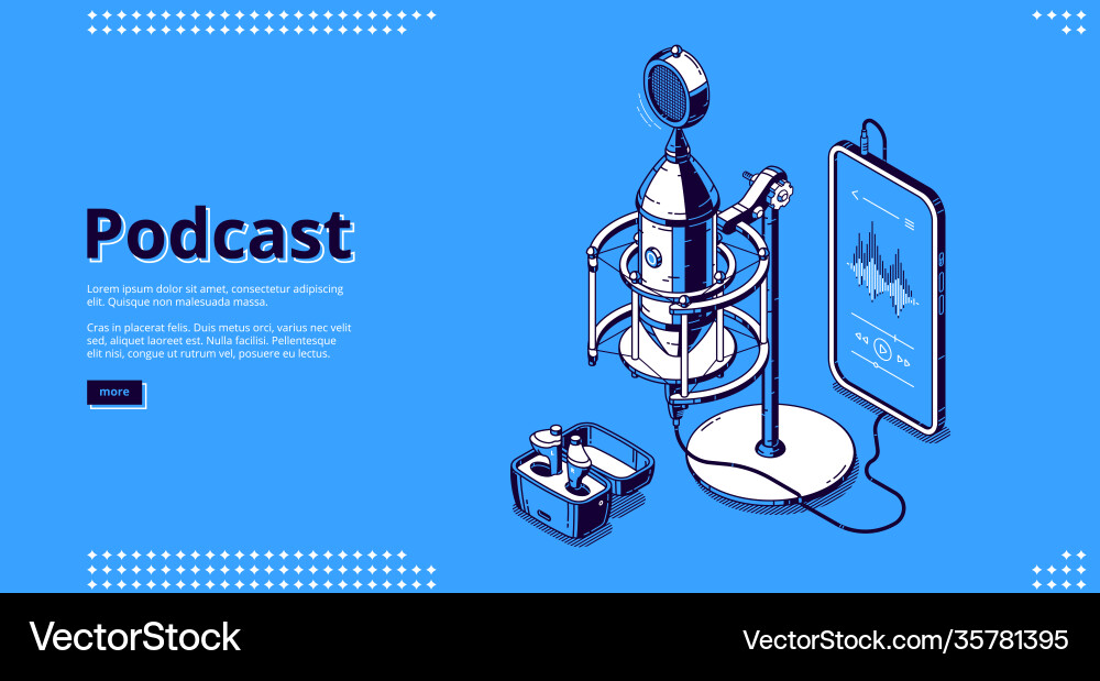Banner podcast and broadcasting Royalty Free Vector Image
