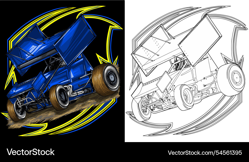 Blue drag racing car with black strip Royalty Free Vector