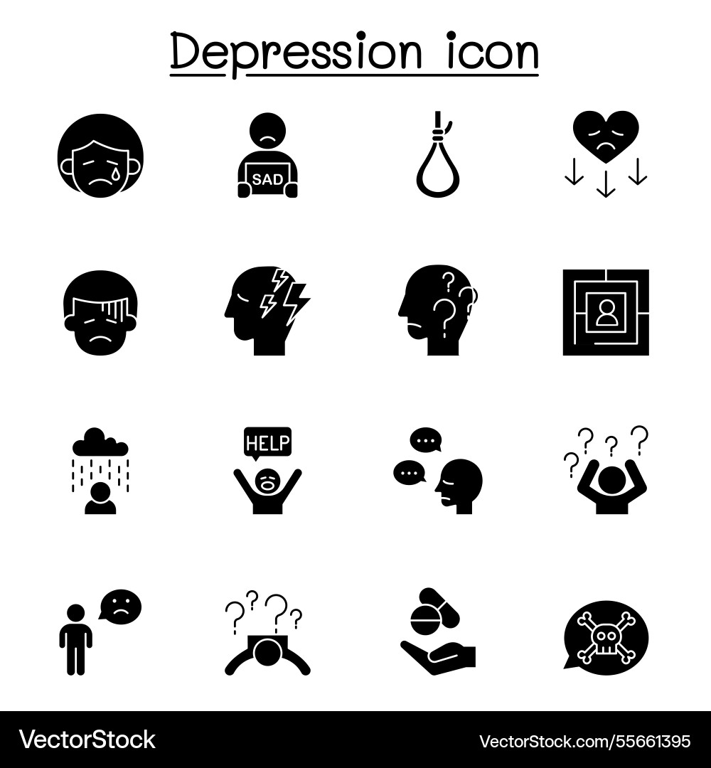Depression line icon in glyph style Royalty Free Vector