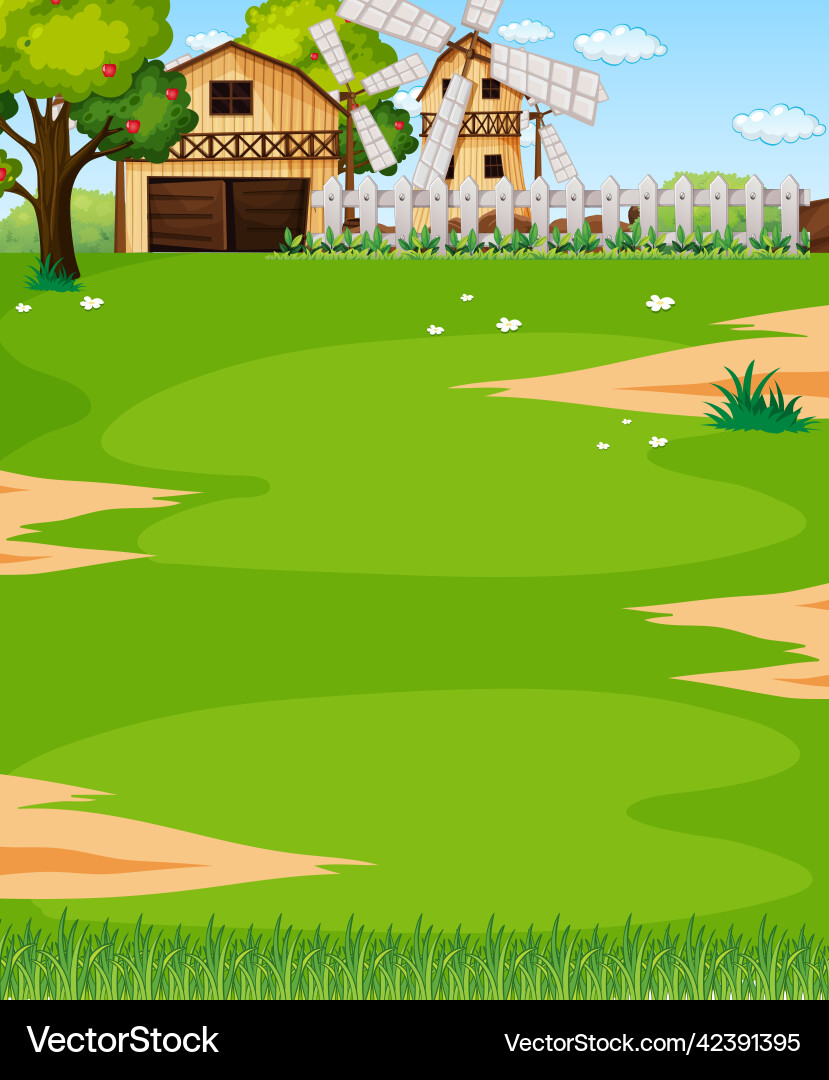 Farm scene landscape with barn Royalty Free Vector Image