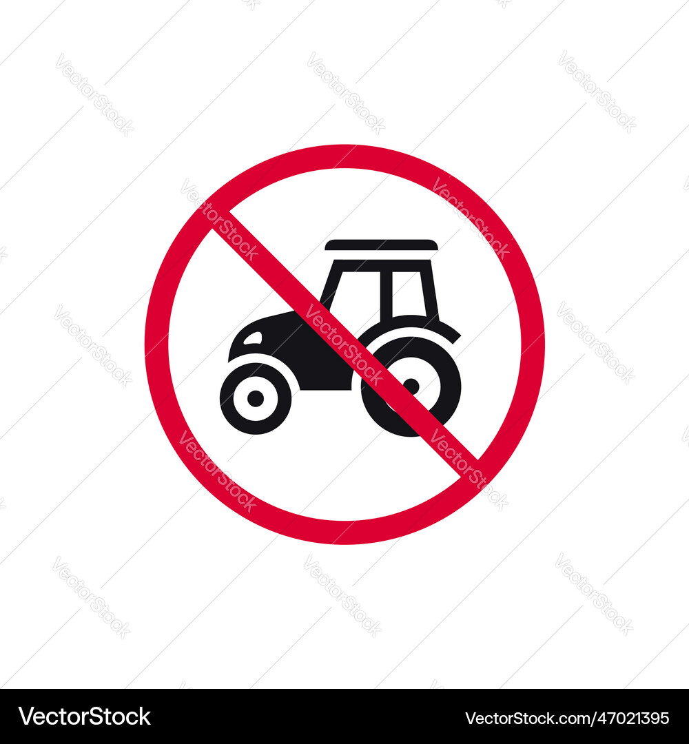 No tractor prohibited sign dump truck forbidden Vector Image