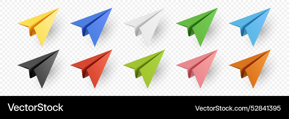 Realistic paper airplanes icon set closeup Vector Image