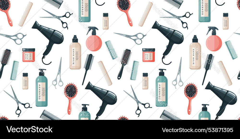 Seamless pattern with different hairdresser tools Vector Image