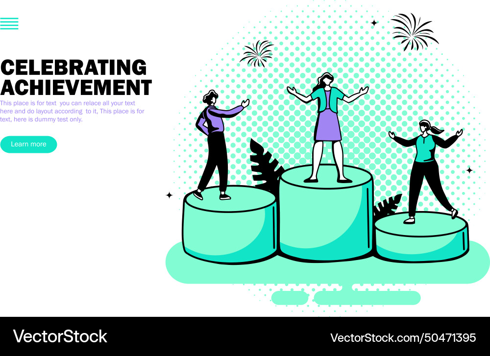 Team standing on podium with winner celebrating Vector Image