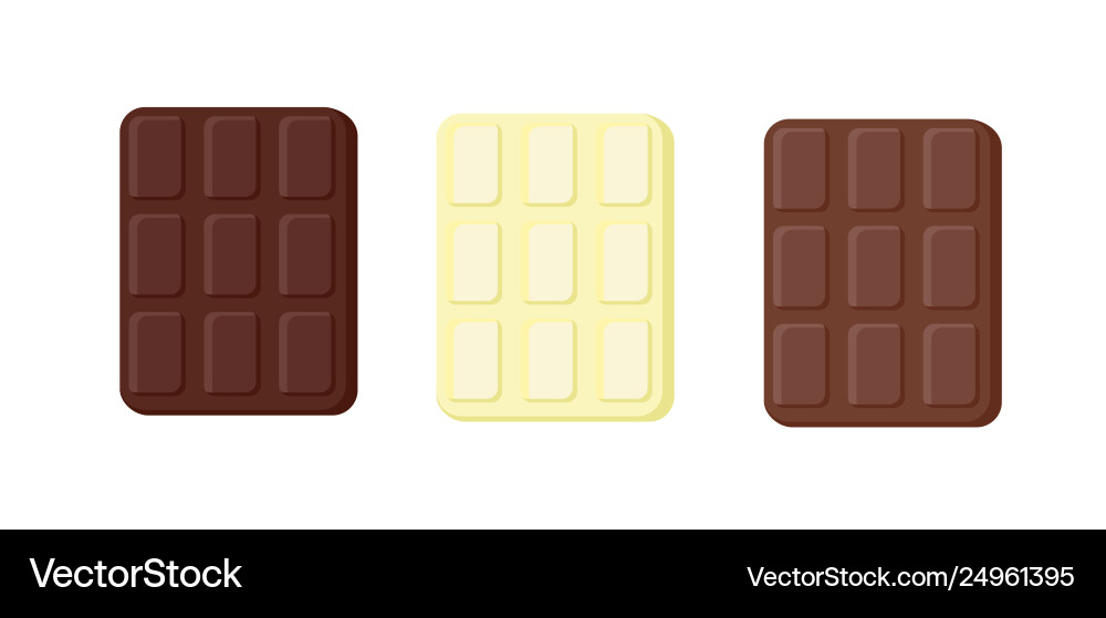 Three varieties chocolate objects Royalty Free Vector Image