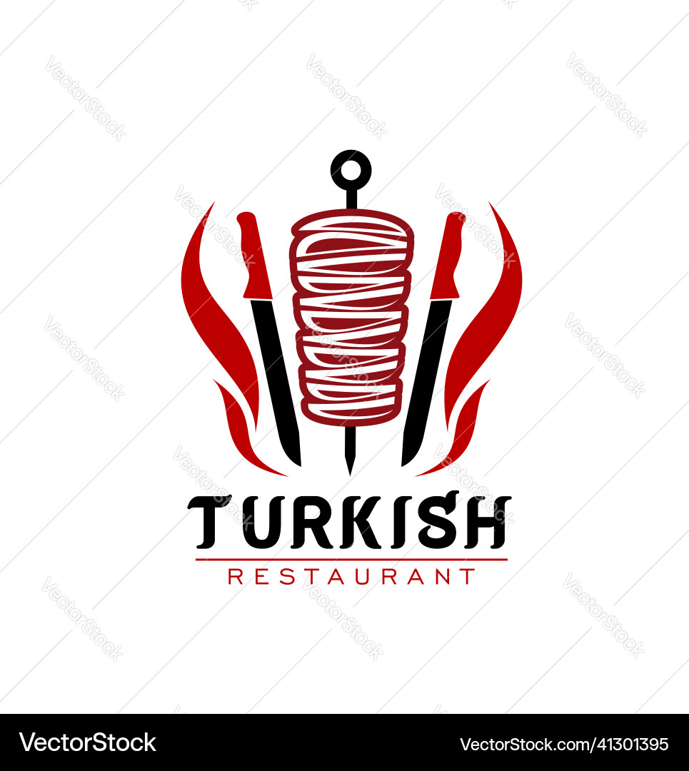Turkish cuisine restaurant icon with doner kebab Vector Image