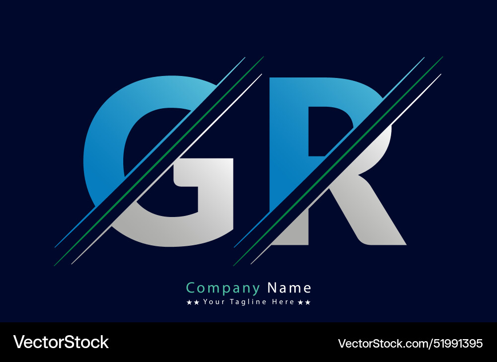 Unique gr letter logo icon template Royalty Free Vector