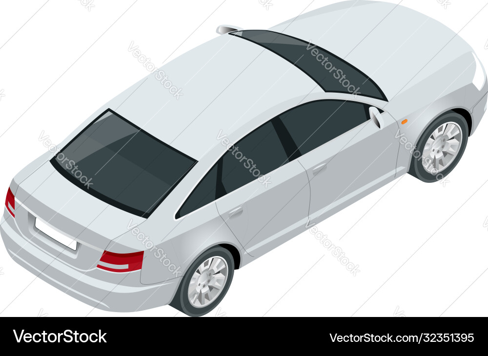 View isometric sedan vehicle template Royalty Free Vector
