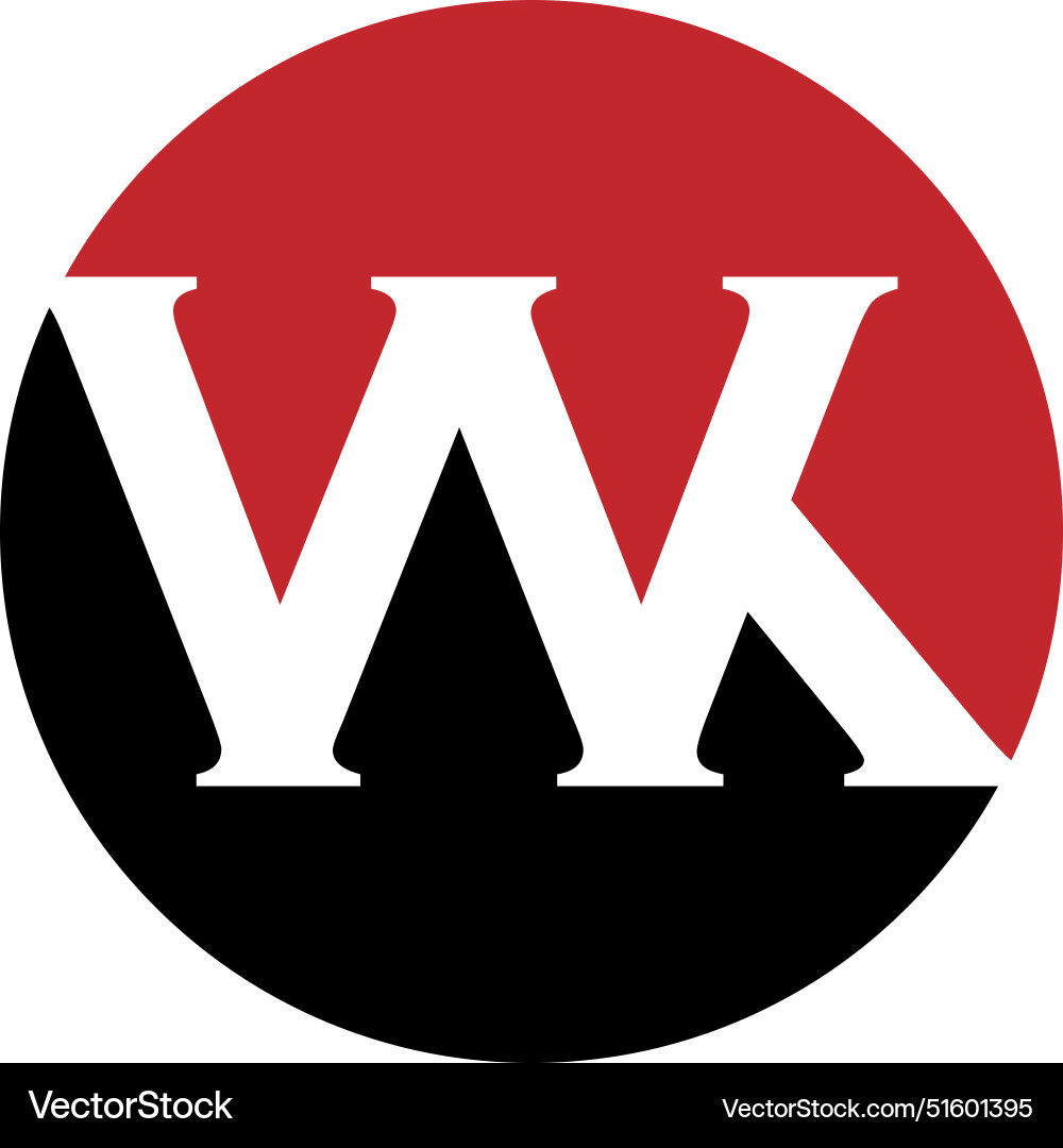 Wk logo design kw letters Royalty Free Vector Image