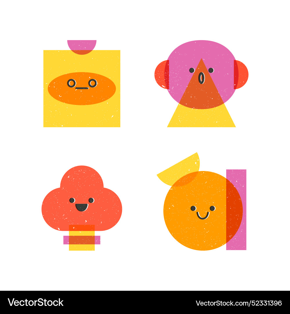 Hand drawn risograph element collection Royalty Free Vector