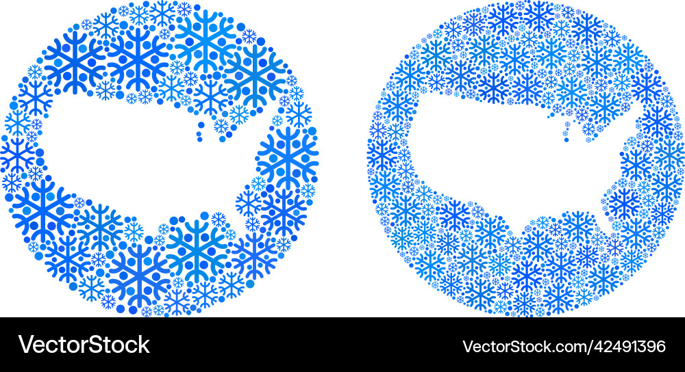 Inverted spheric united states map - snow flakes Vector Image