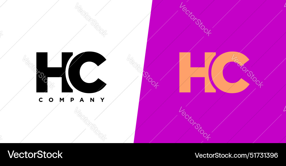 Letter h and c hc logo design template minimal Vector Image