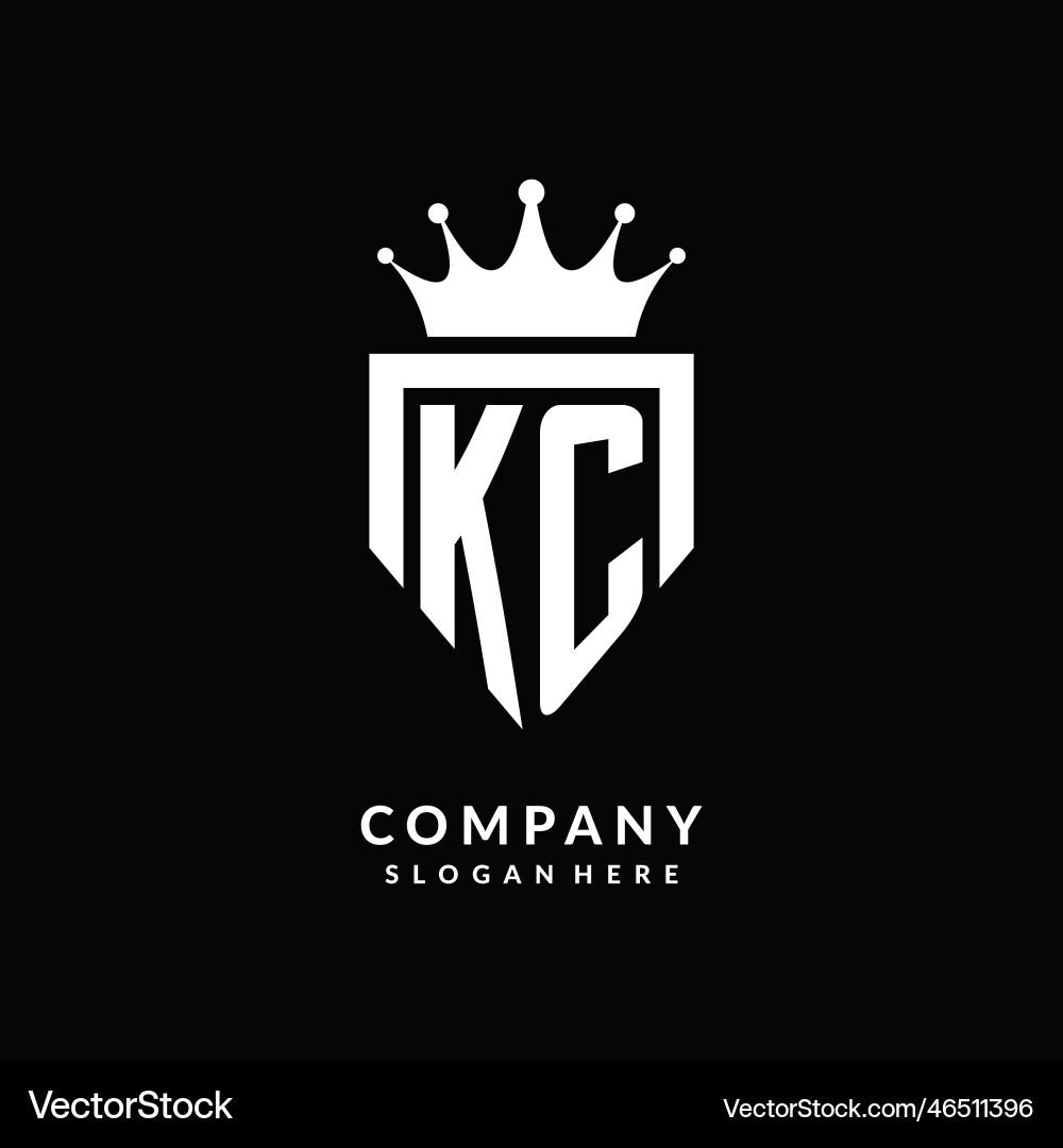 Letter kc logo monogram emblem style with crown Vector Image