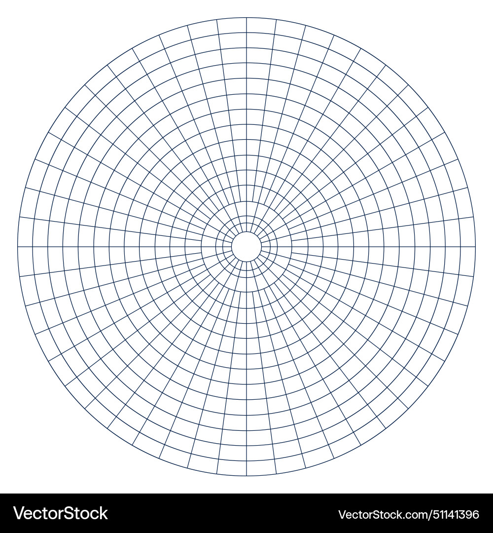 Polar coordinate circular grid isolated on white Vector Image