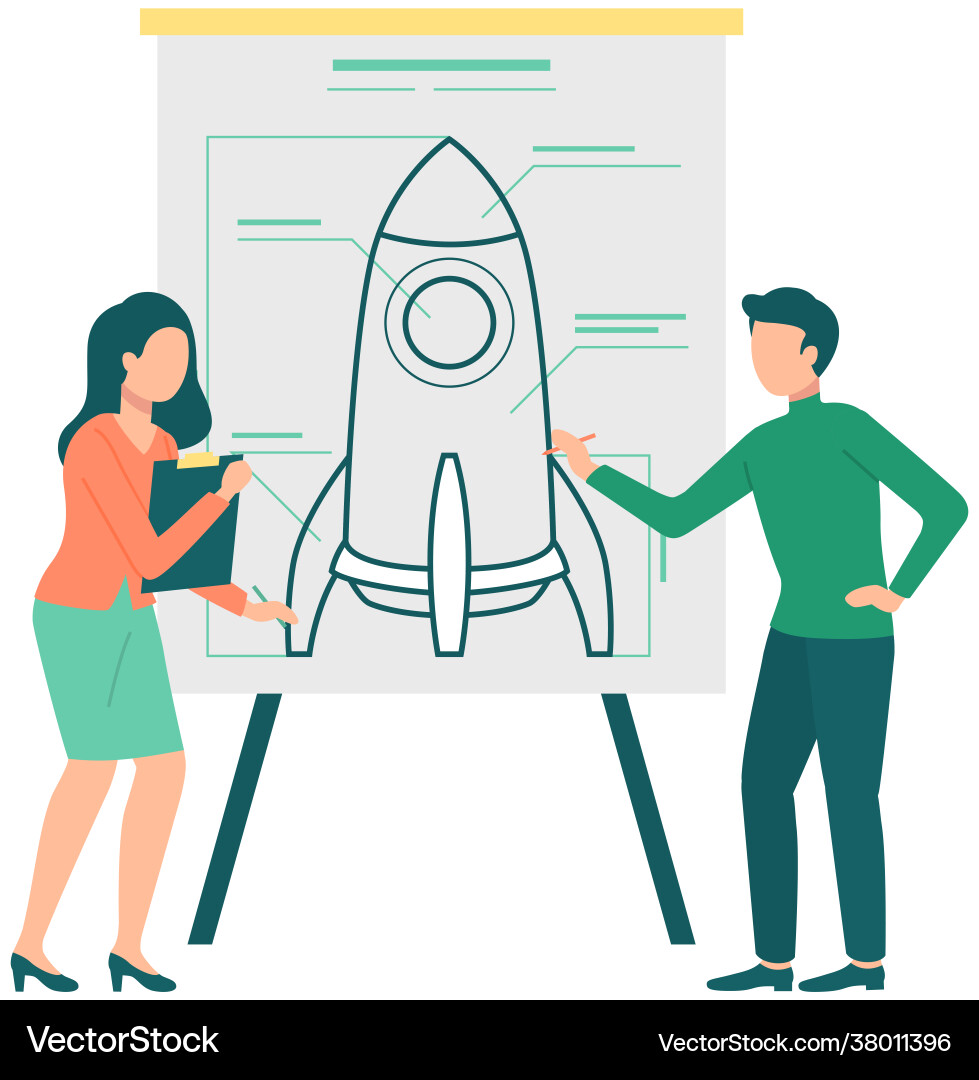 Presentation business strategy rocket launch Vector Image