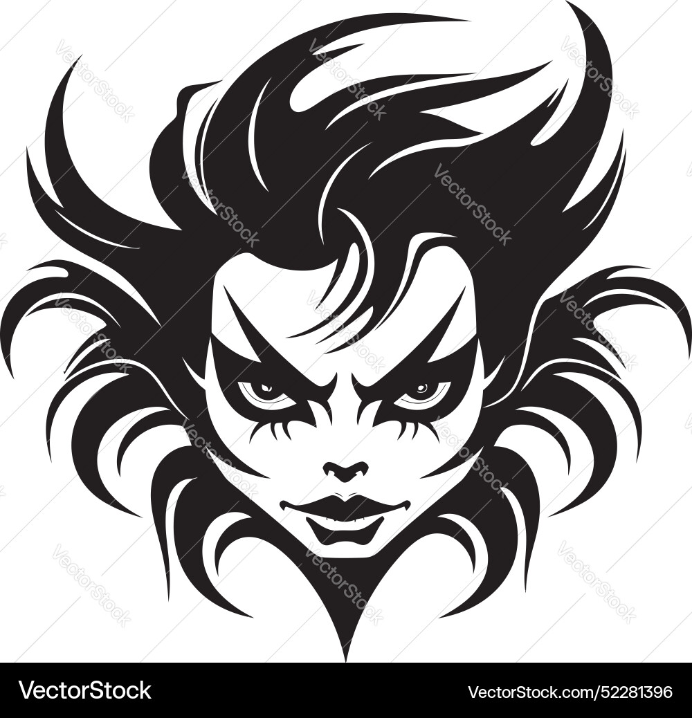 Veiled vengeance creepy witch monster emblem Vector Image