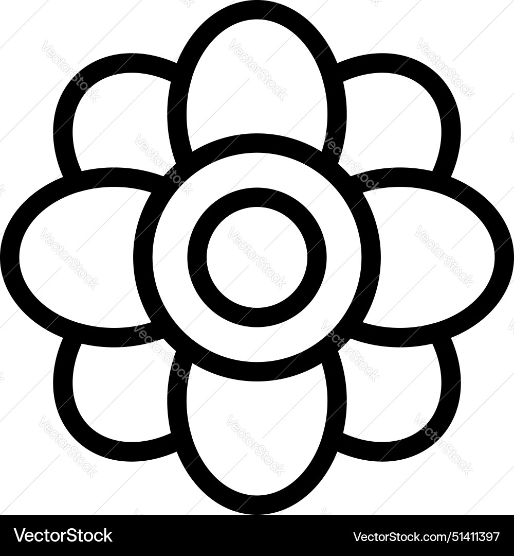 Black and white flower line art Royalty Free Vector Image