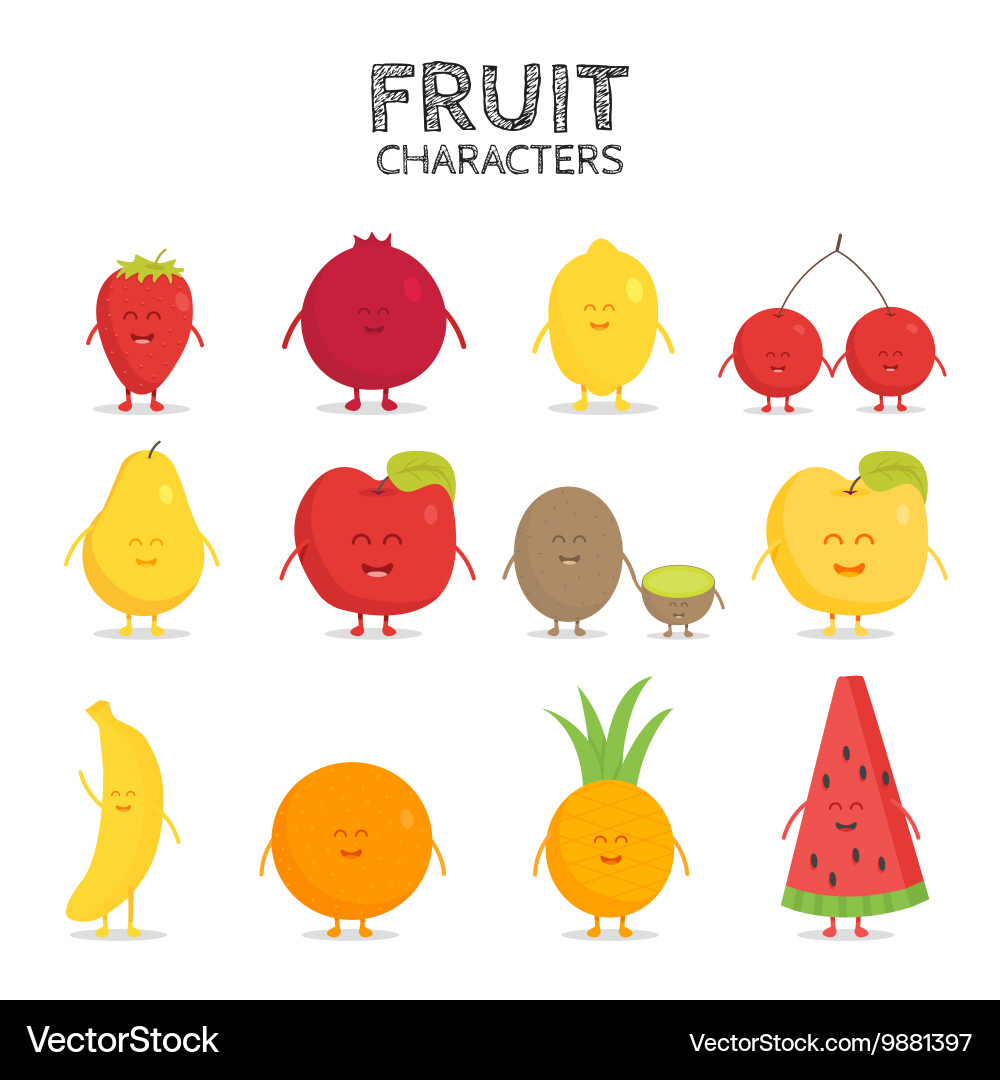 Colorful Fruit Friends Royalty Free Vector Image
