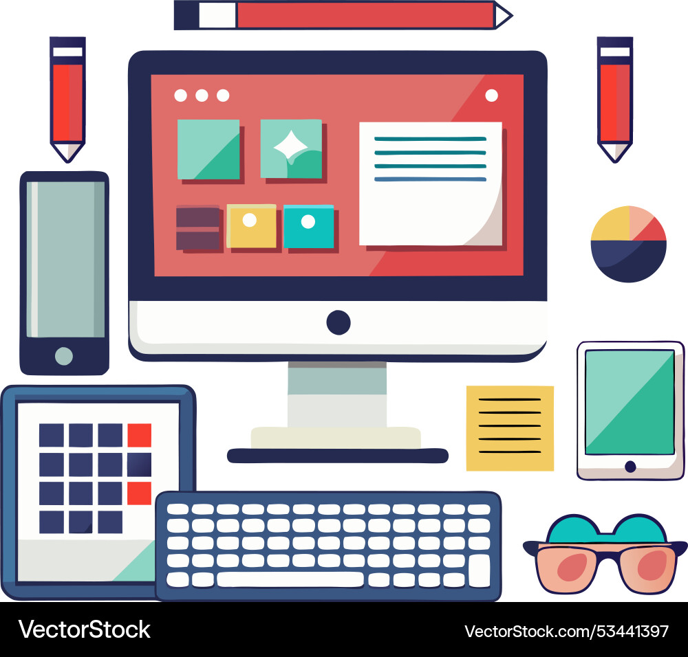 Computer accessories design colour icon Royalty Free Vector