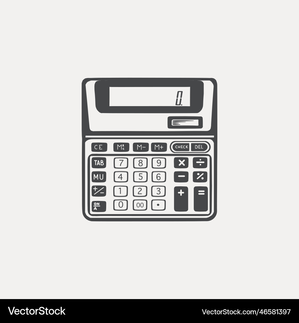 Micro calculator sketch hand drawn eps10 Vector Image