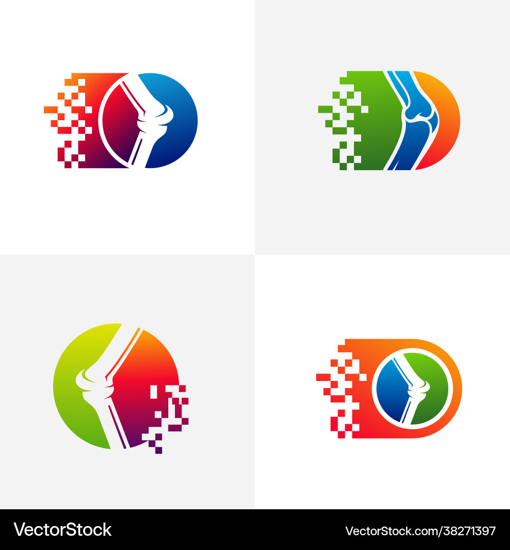 Set pixel bone logo template creative Royalty Free Vector