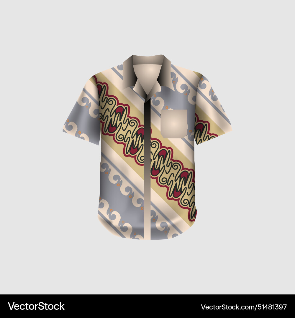 Short sleeve batik shirt vintage Royalty Free Vector Image