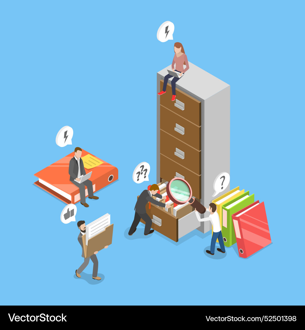 3d isometric flat of document Royalty Free Vector Image