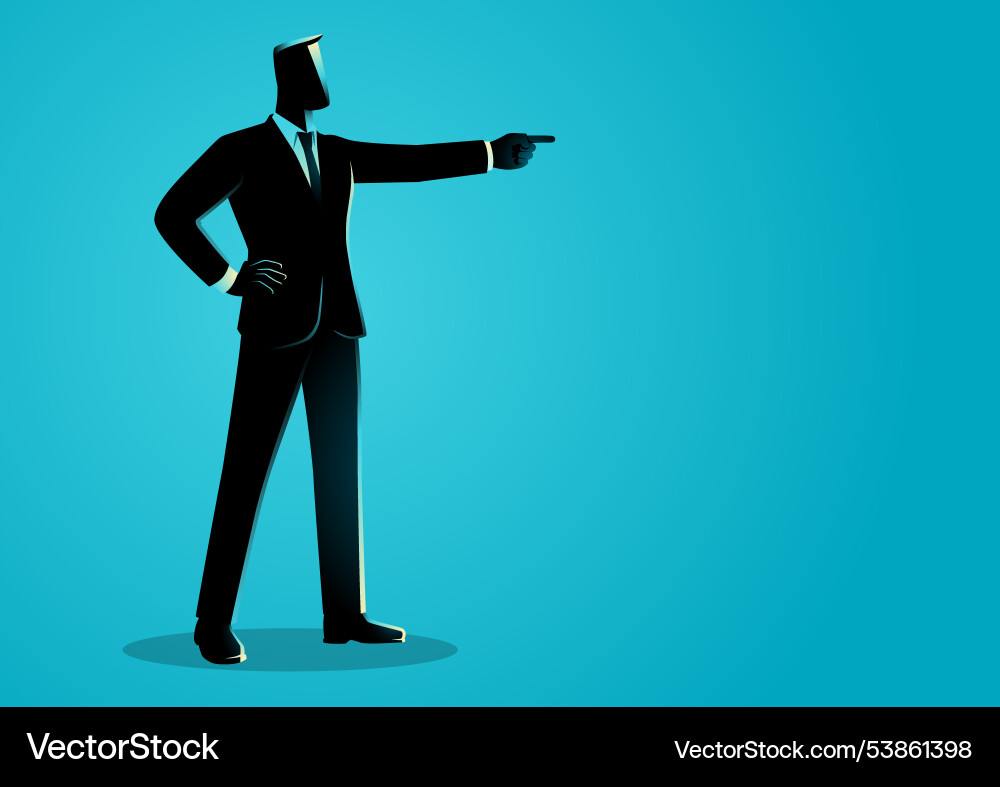 Businessman silhouette pose pointing finger – Royalty-Free Vector ...