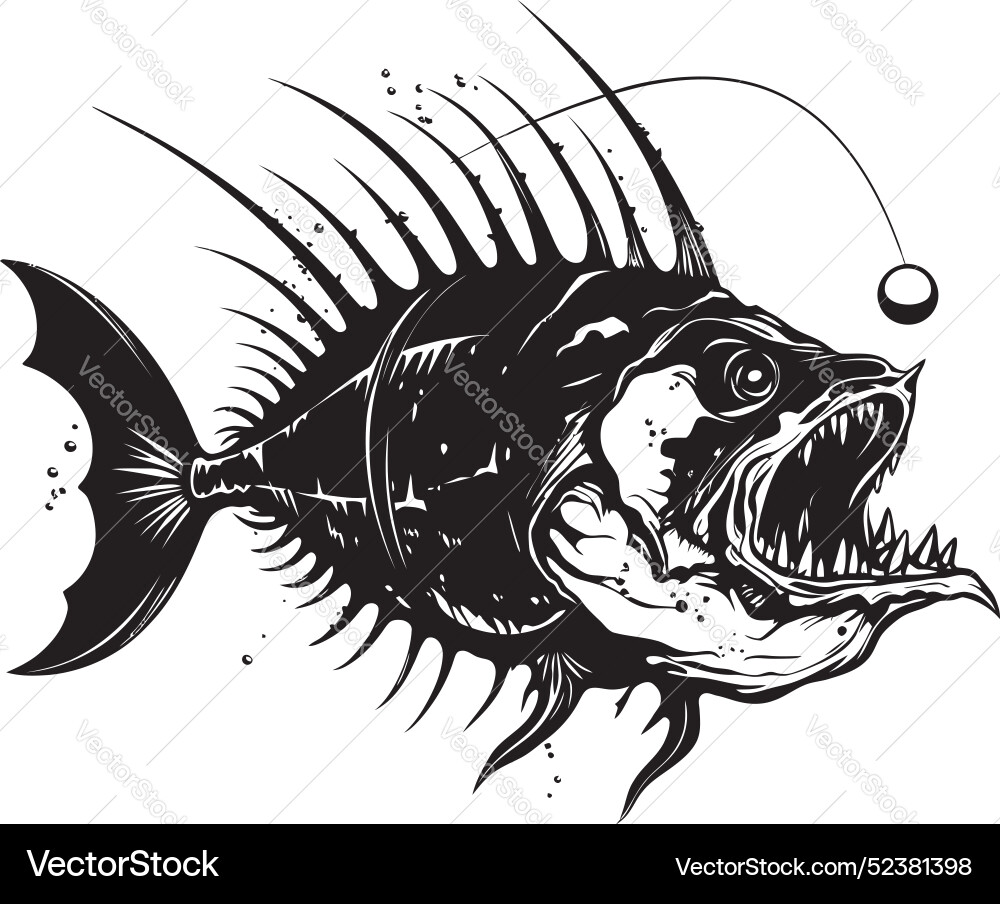 Malevolent motion evil angular fish emblem Vector Image
