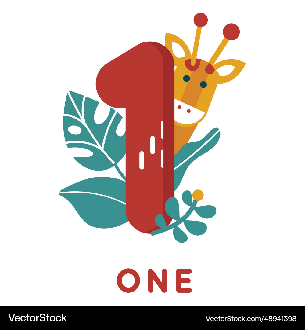One giraffe number Royalty Free Vector Image - VectorStock