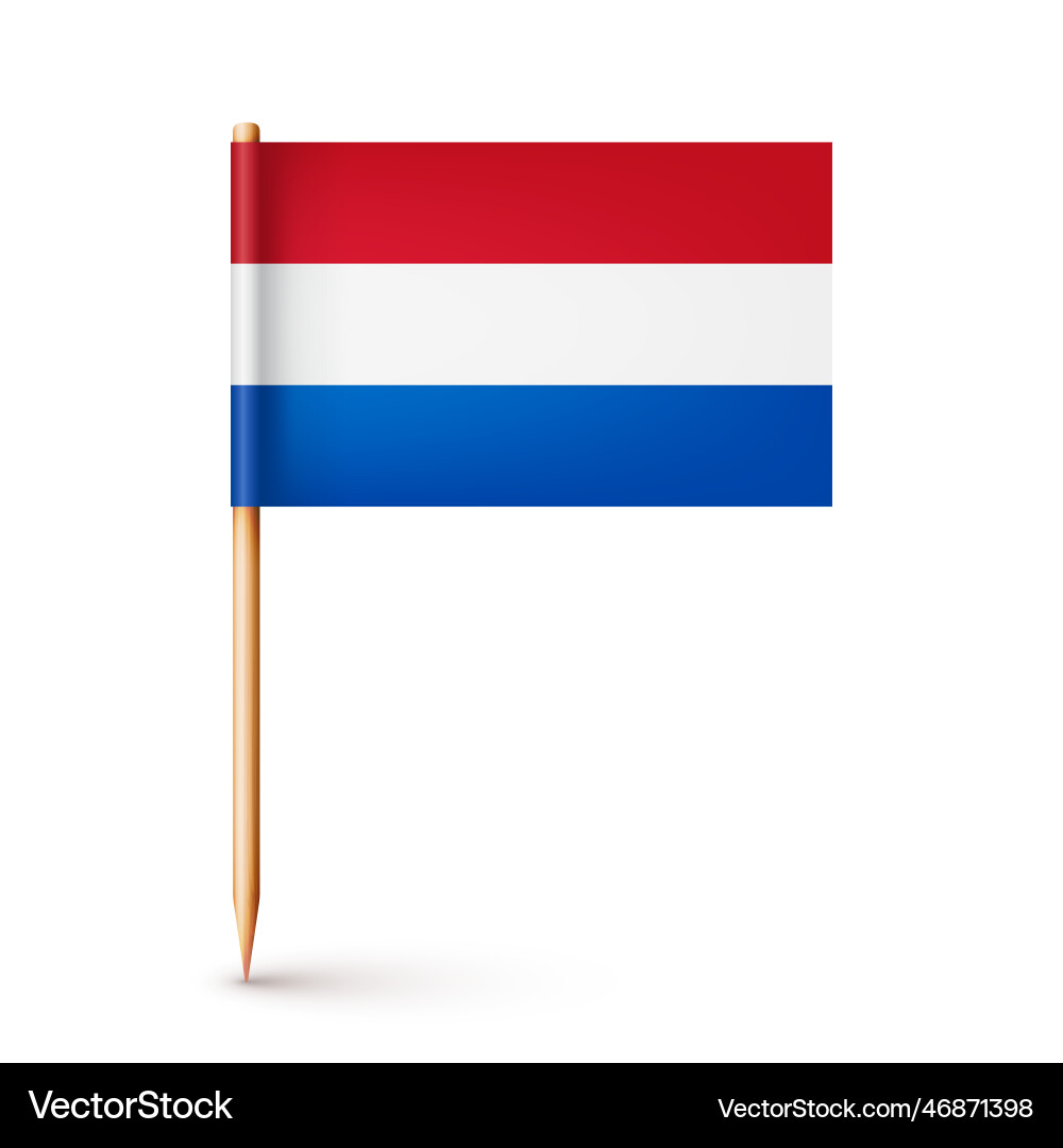 Realistische Dutch Zahnpick Flagge Souvenir aus Vektorbild