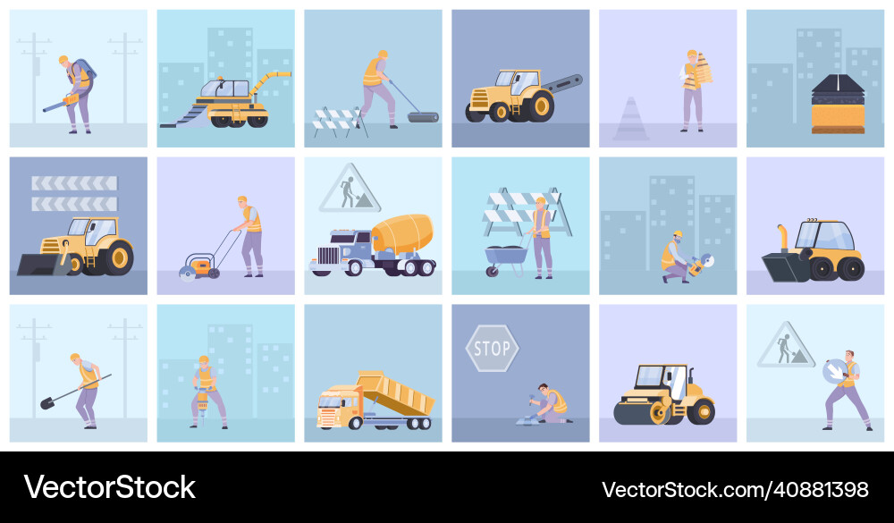 Road surface square set Royalty Free Vector Image