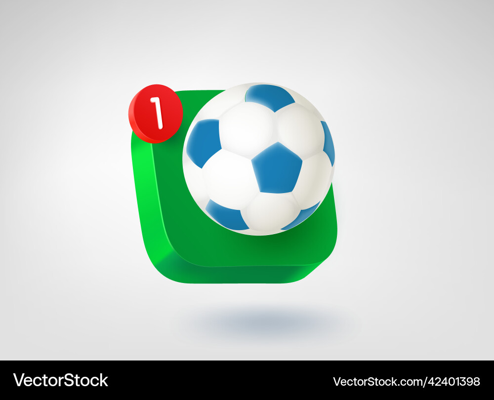 Soccer 3d mobile application icon Royalty Free Vector Image