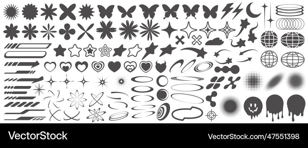 Y2K Rave Elements - Retro Sparkles Royalty Free Vector Image