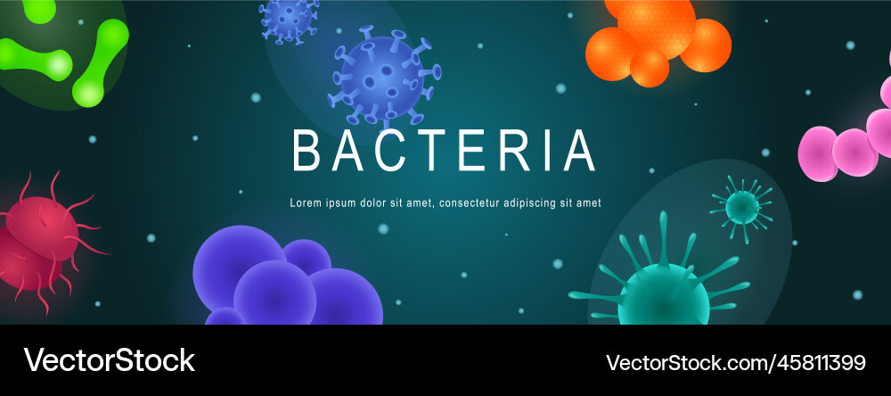 Bacteria horizontal web banner Royalty Free Vector Image