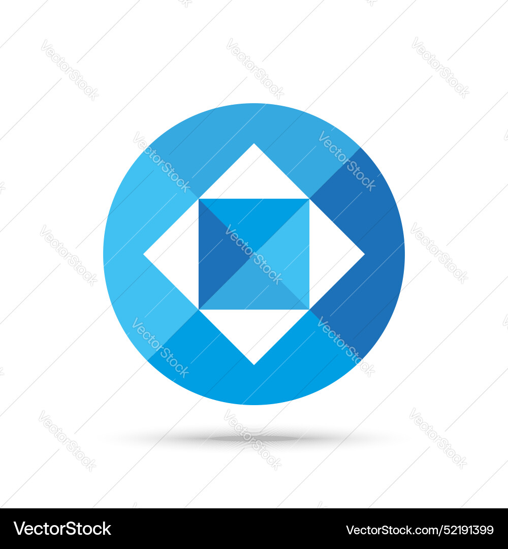 Blue circle logo with squares shape inside Vector Image
