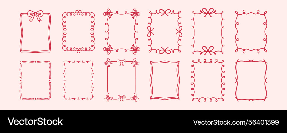 Bow rectangle frame ribbon border vintage cute Vector Image