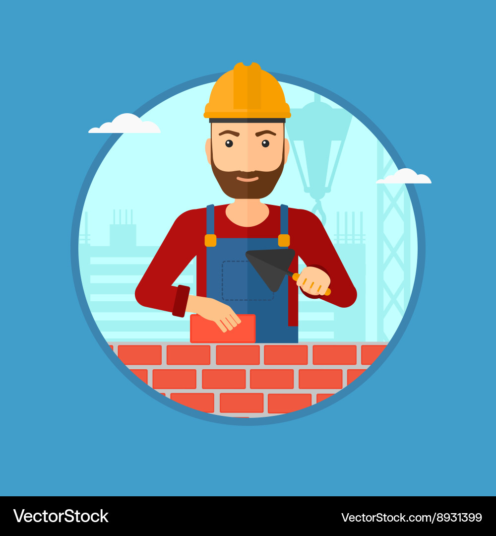 Bricklayer with spatula and brick Royalty Free Vector Image