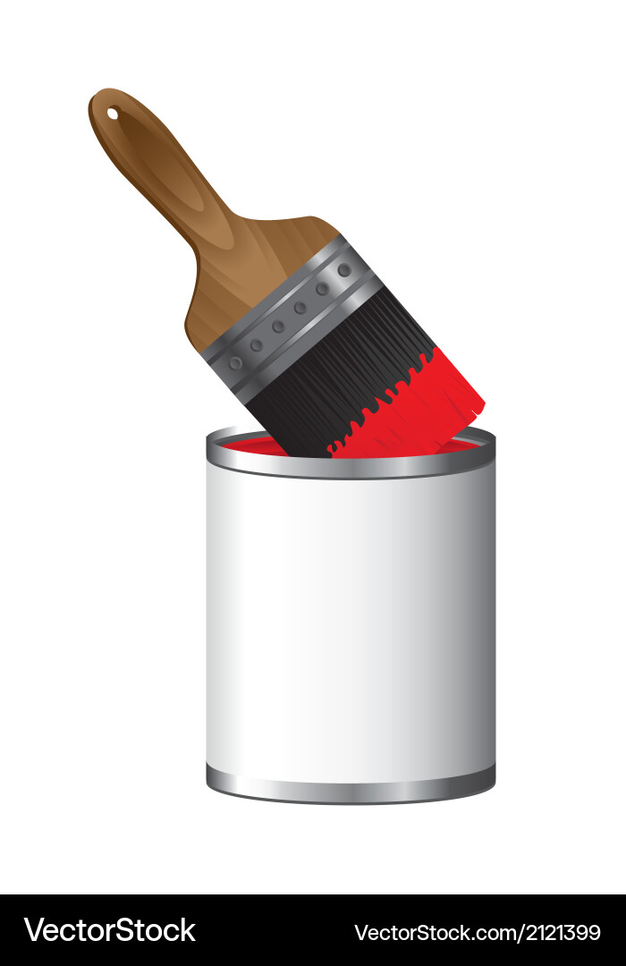 Brush paint with bottle isolated over white Vector Image