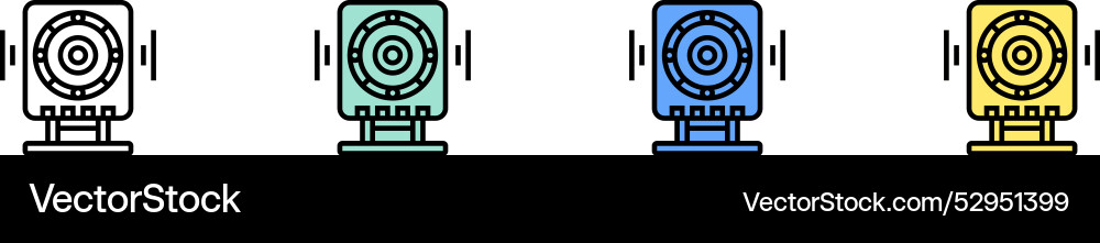 Cctv camera icon outline green blue and yellow Vector Image