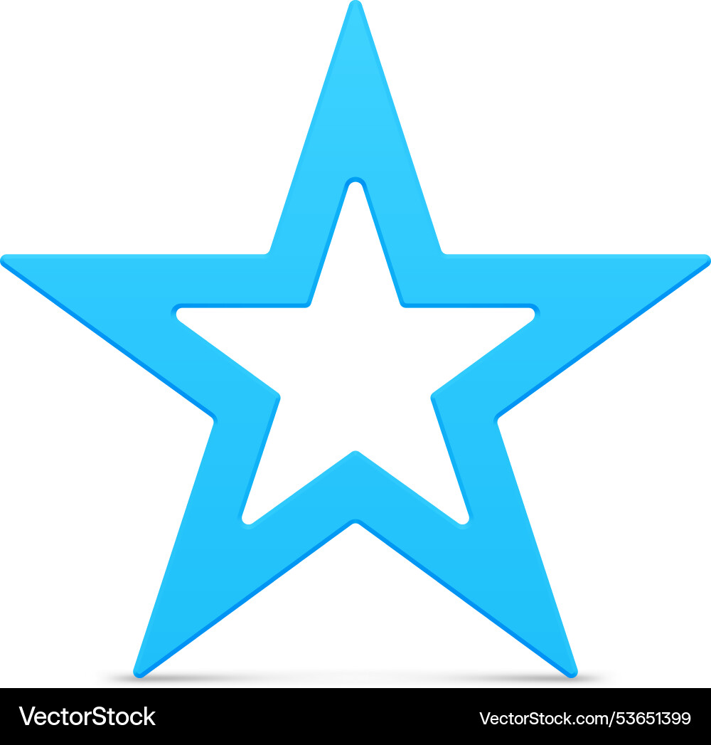 Classic blue realistic five pointed star outline Vector Image