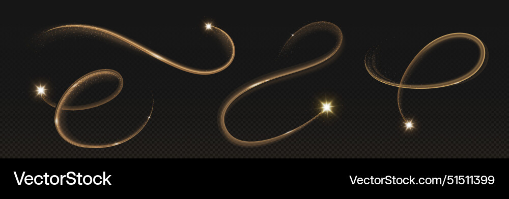 Gold star with magic curve trail Royalty Free Vector Image