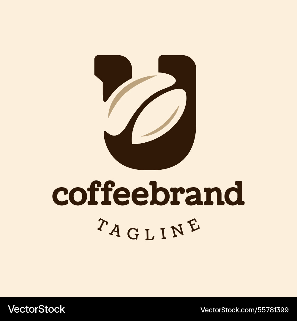 Letter u coffee bean logo design Royalty Free Vector Image