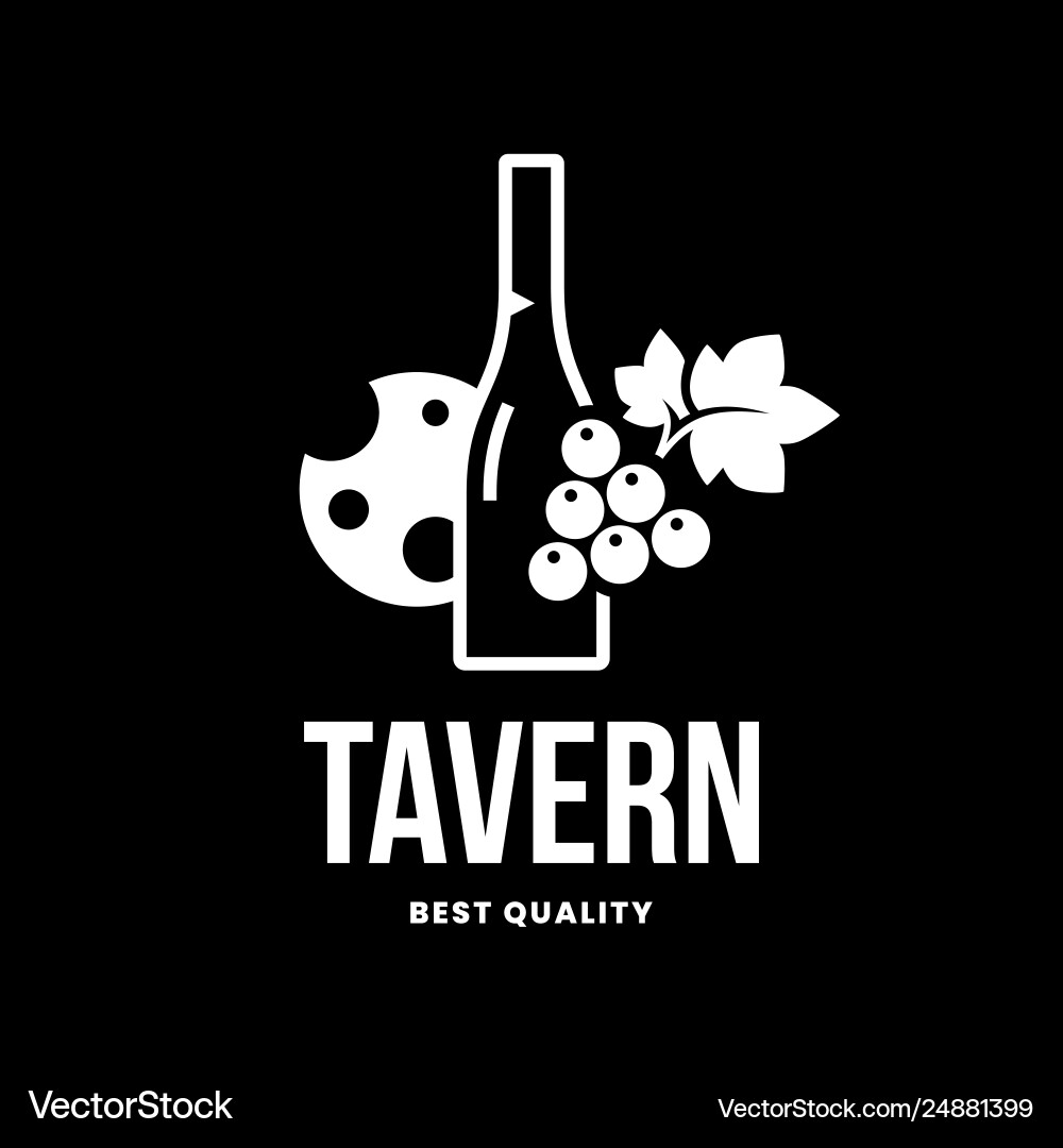 Modern wine logo sign for tavern restaurant Vector Image
