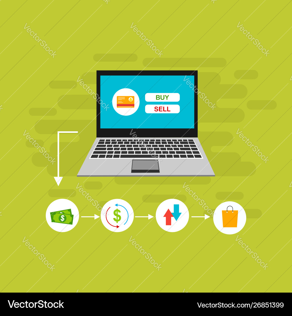 Online payment on computer flat cartoon big pay Vector Image